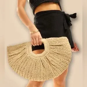 Ramala | Bags | Purse Womens Half Moon Woven Crochet Raffia Clutch New ...